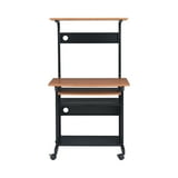 3-Tier Computer Desk Honey and Black - Walmart.com