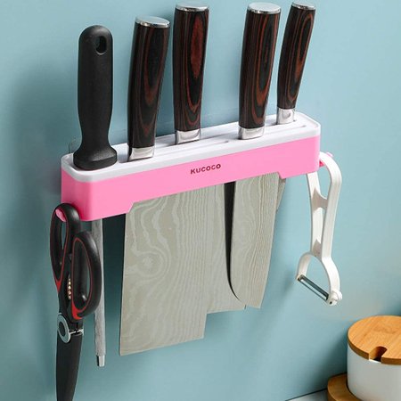 Wall Mounted Knife Holder, Kitchen Knife Storage Rack Non Perforating ...
