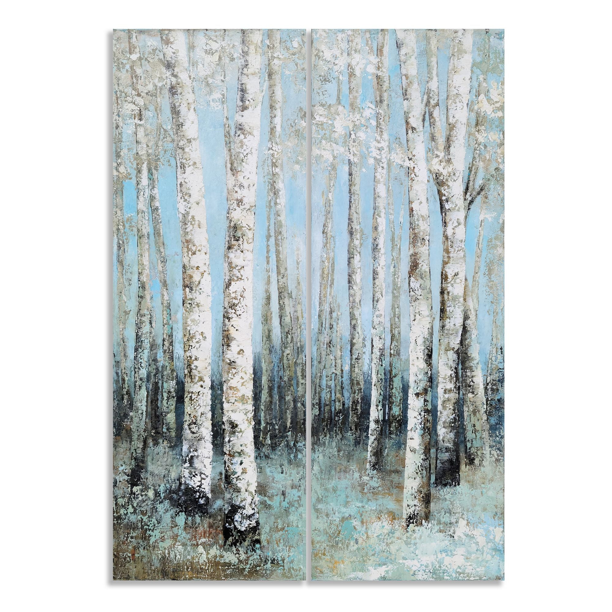 Yihui Arts 2 Pieces Abstract Birch Tree Canvas Wall Art with Textured ...