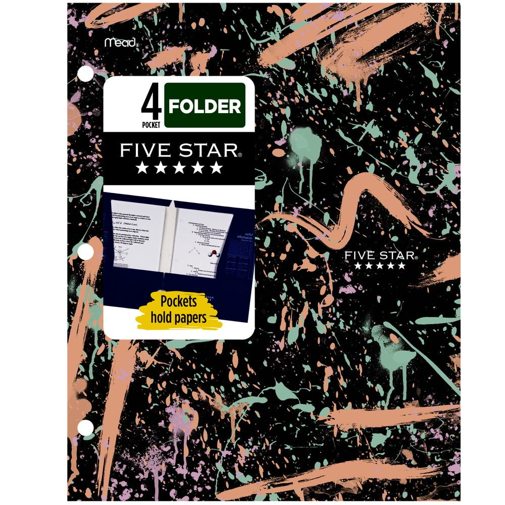 Five Star 4-Pocket Paper Folder, 12" x 9 1/2", Paint (330093FA-WMT ...