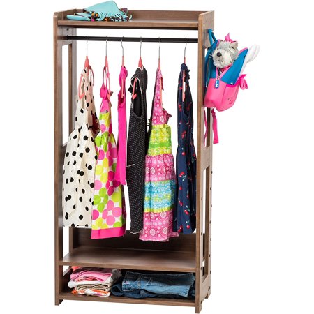 Small Open Wood Clothing Rack for Small Spaces, Clothes Rack with ...