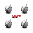 4 Inch Gray Soft Wheel Grip Ring Office Chair Casters Set of 4 SCC ...