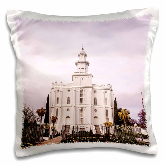 3dRose The St. George, LDS Temple or House of the Lord in white, Pillow ...