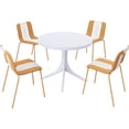 4-Pack Color Block Chairs and Round Table Set, Indoor Outdoor Metal and ...