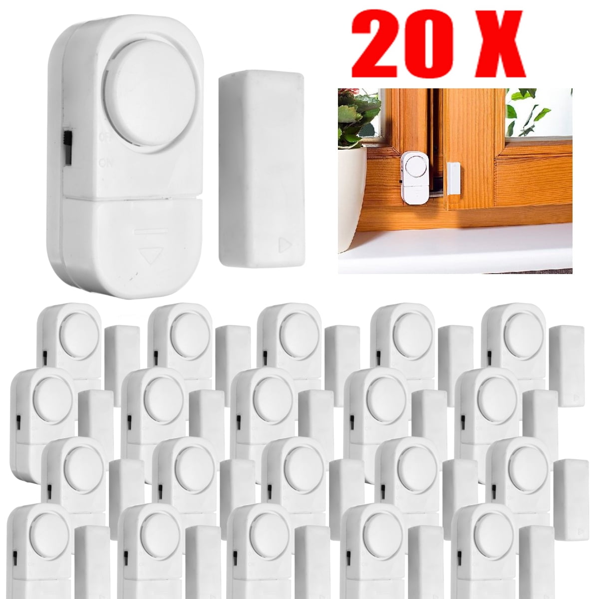 20 Pack Wireless Home Door Window Entry Burglar Security Alarm Magnetic ...