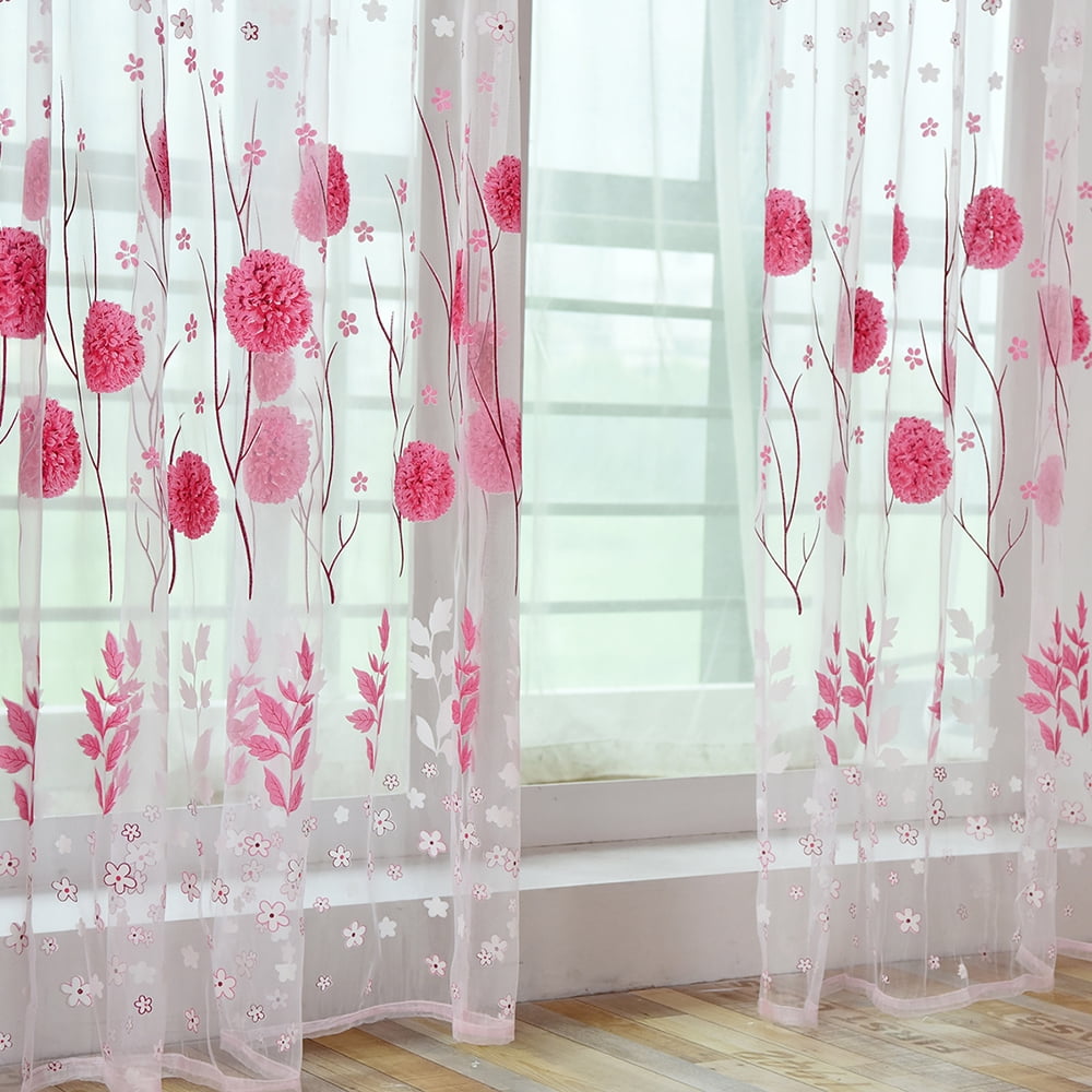 Buy Romantic Floral Sheer Tulle Luxury Valance Voile Net Mesh Drape ...