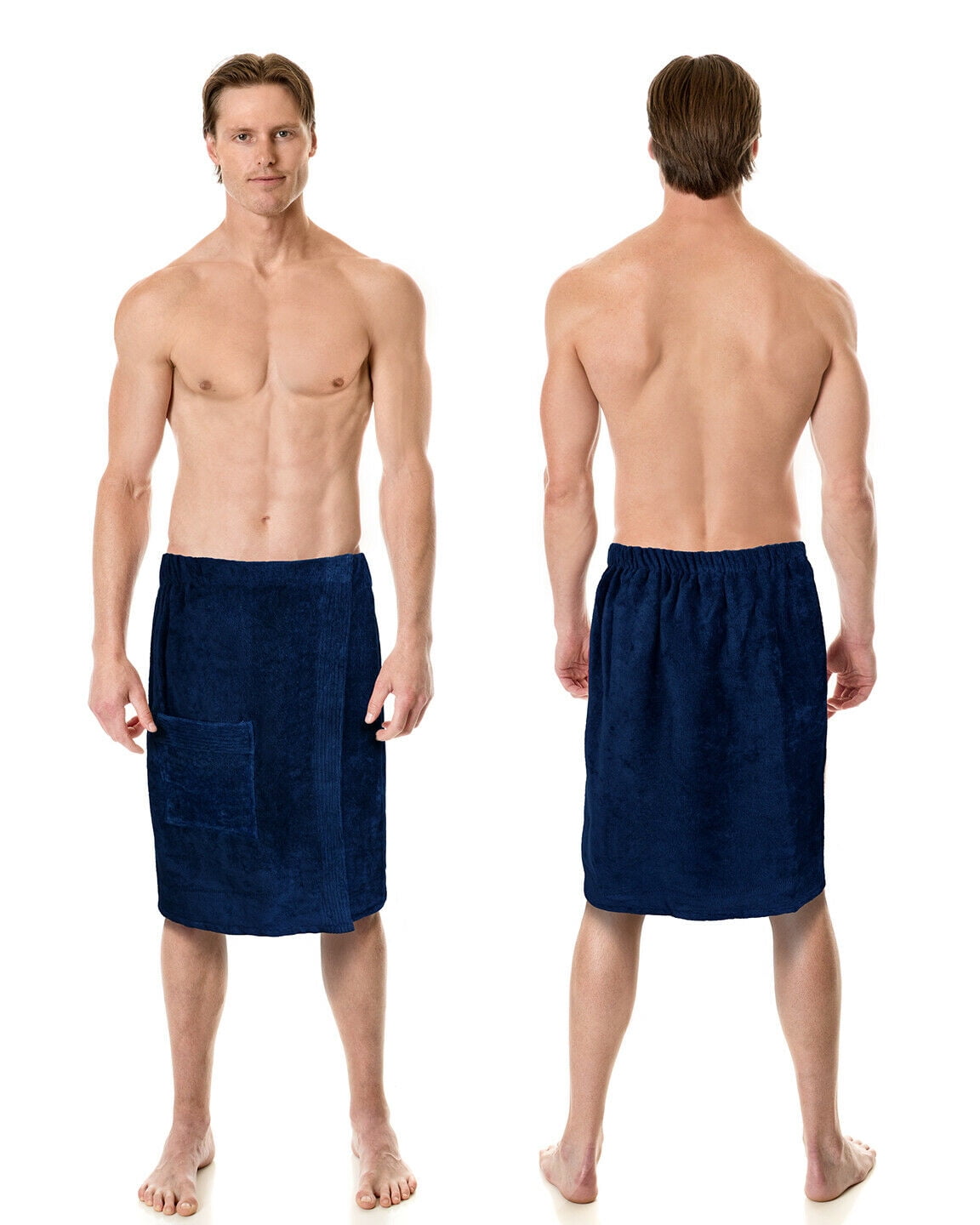 Kaufman - Luxurious Men's Towel body wrap Terry Velour - Navy Blue 100% ...