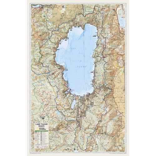National Geographic Maps Lake Tahoe Poster Map - Walmart.com