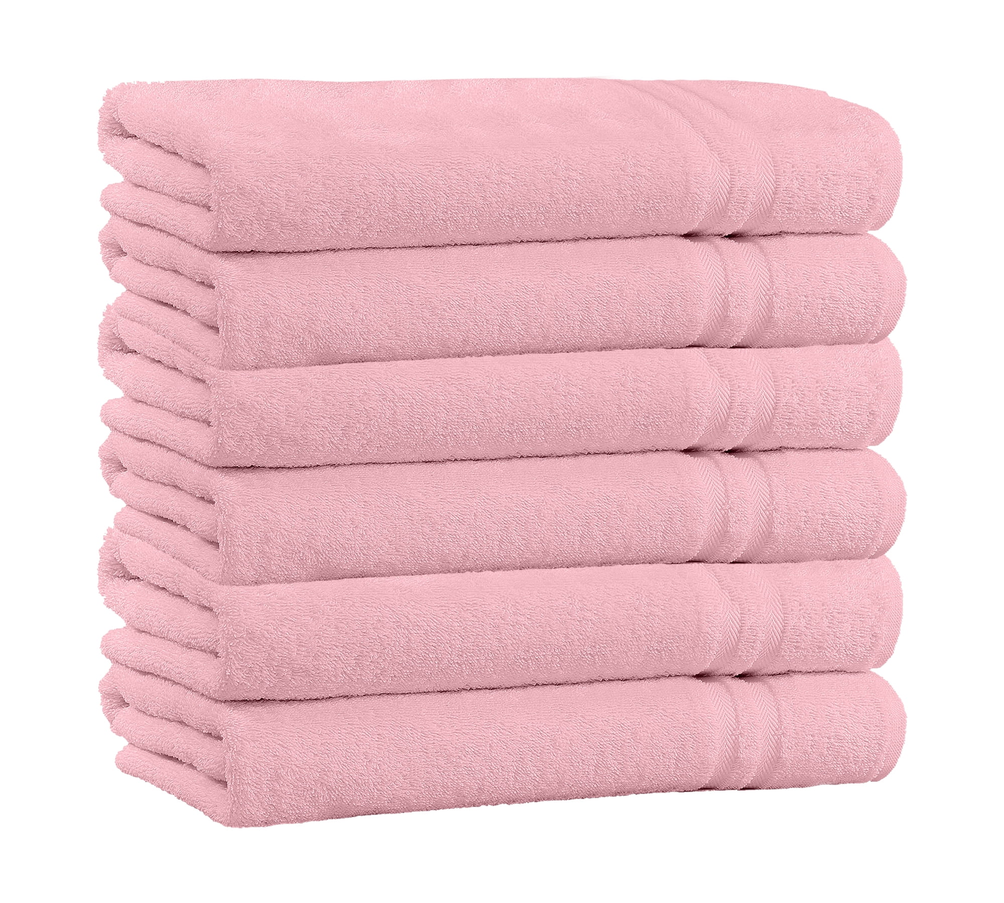 100% Cotton 4-Pack Bath Towel Sets - Extra Plush & Absorbent Candy Pink ...