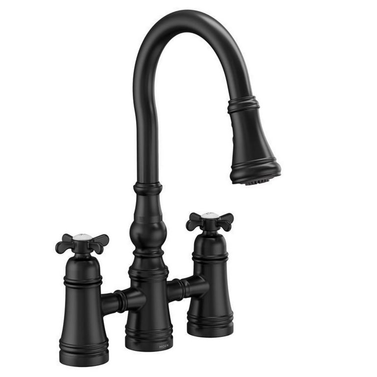 Moen Weymouth Two Handle Matte Black Pull Down Kitchen Faucet