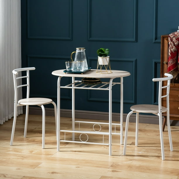Small Kitchen Table Set 3 PCS, Dining Room Breakfast Table Set for 2 ...