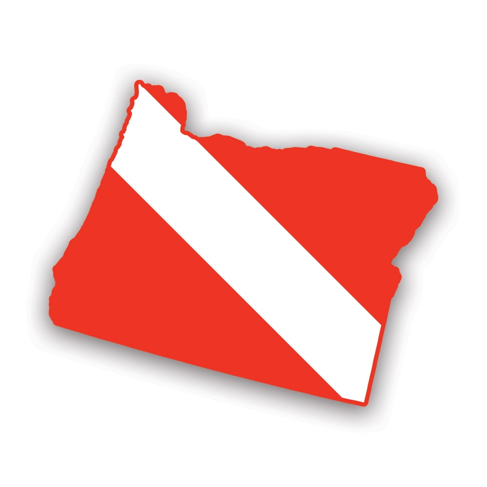 Oregon State Shaped Diver Down Flag Sticker Decal - Self Adhesive Vinyl - Weatherproof - Made in ...