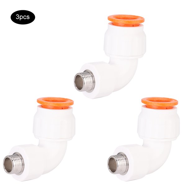 3Pcs PPR Plastic Elbow Connector Adapter Water Pipe Connector Fittings ...