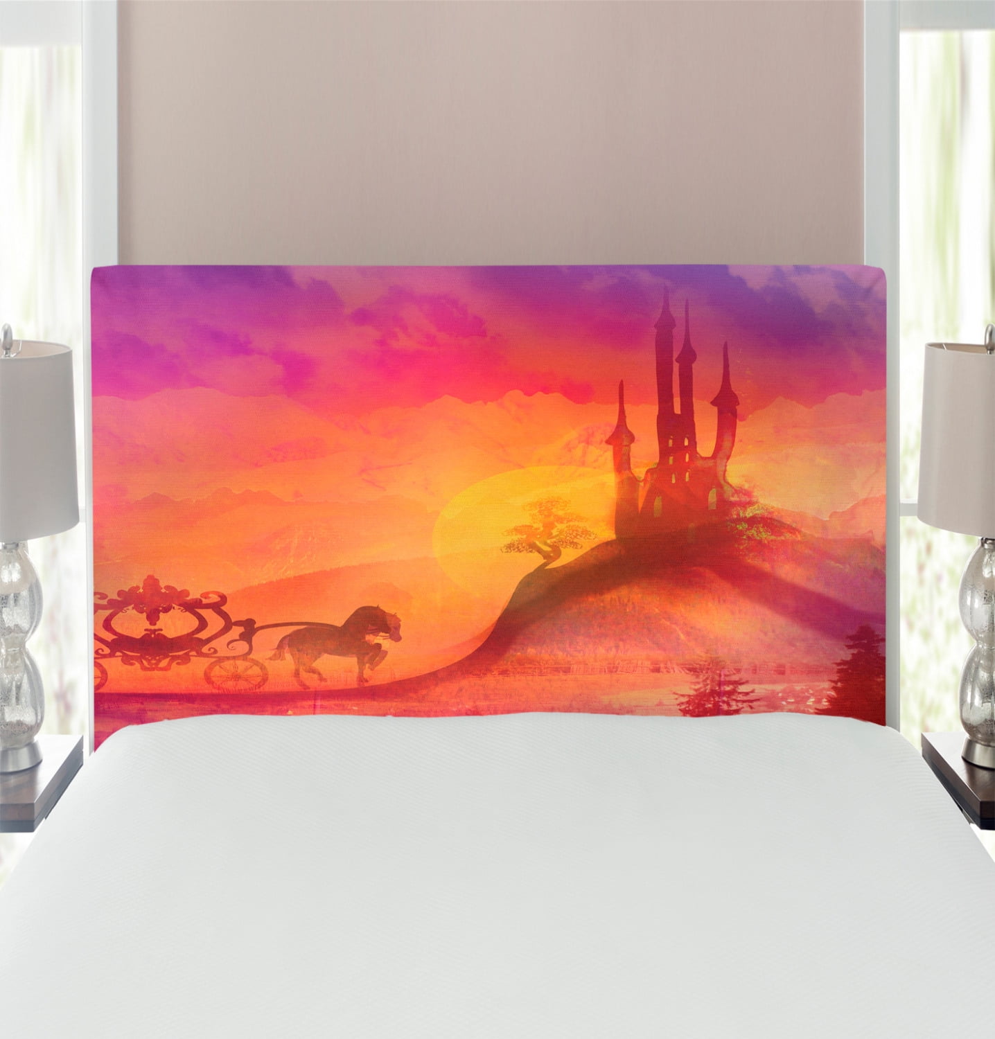 Fantasy Headboard, Gothic Medieval Castle and Carriage Horse Imaginary ...