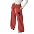 lnmuld Girls Solid Palm Tree Embroidery Wide Leg Linen Pants White ...