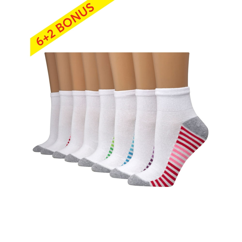 Hanes - Hanes Womens' Sport Cool Comfort Ankle Socks, 6+2 bonus pack ...