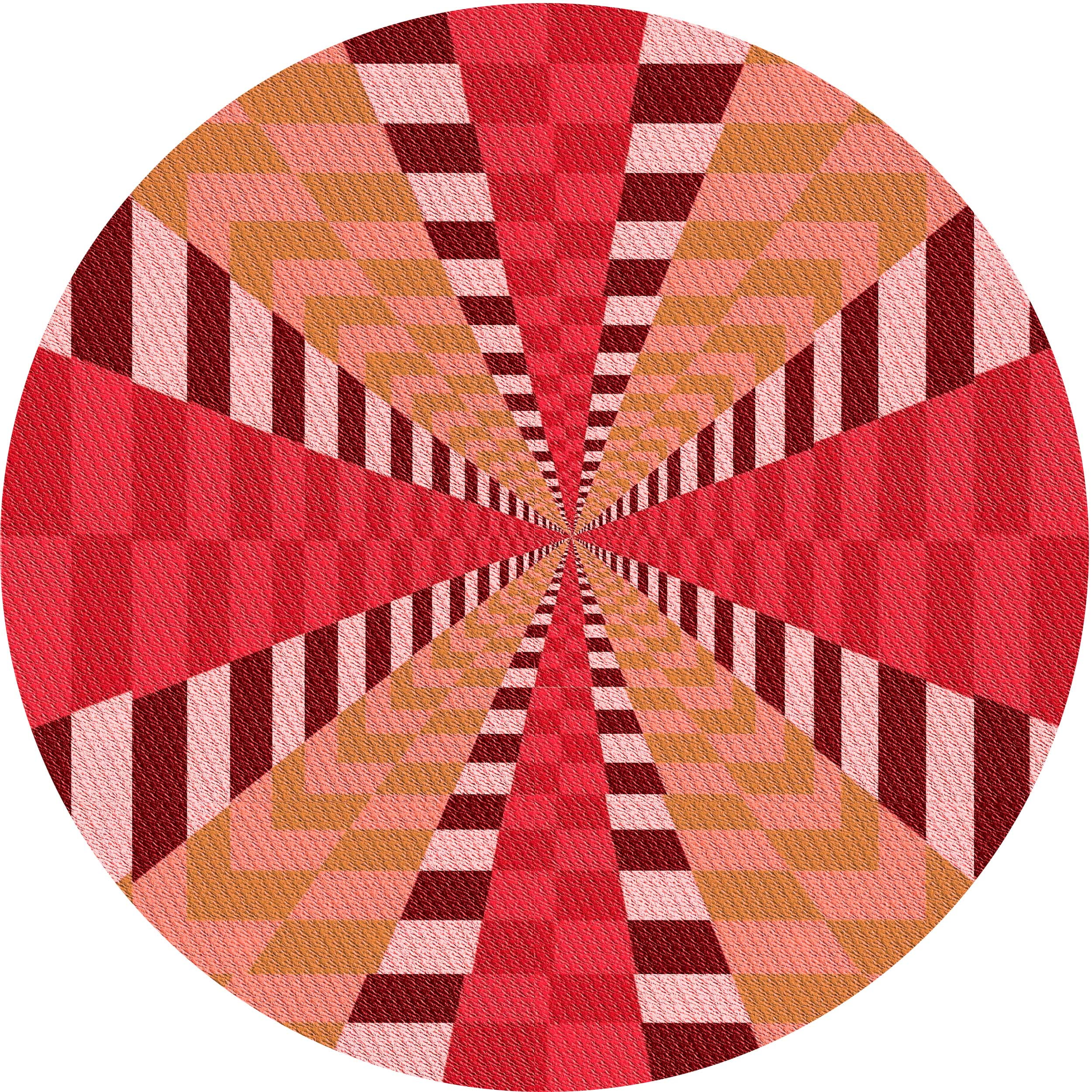 Ahgly Company Indoor Round Patterned Ferrari Red Area Rugs, 8' Round ...