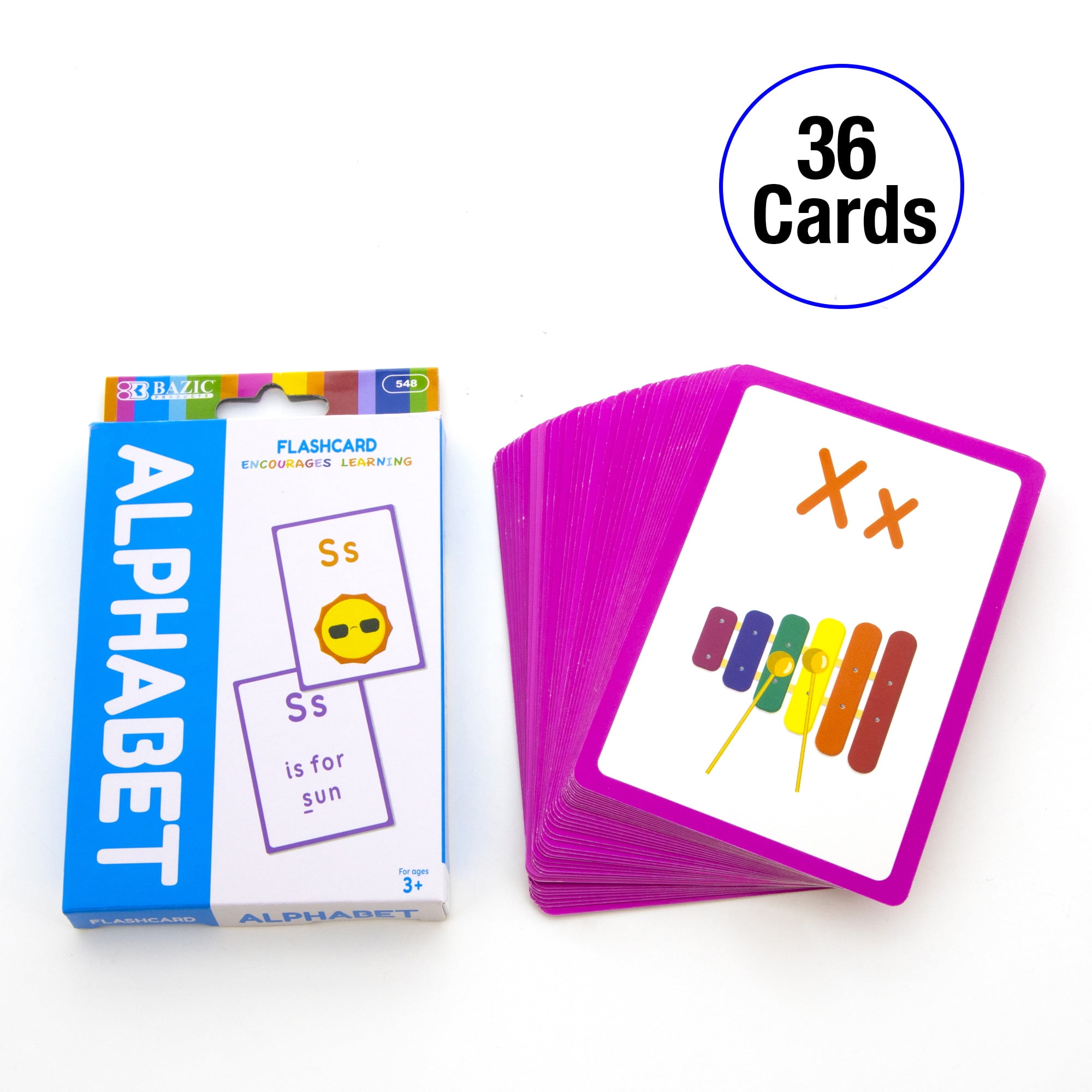 Buy BAZIC Alphabet Flash Cards, Picture ABCs Letters (36/Pack), 1-Pack ...