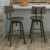 Amisco Woodland Adjustable Stool - Dark Grey Distressed Wood / Dark ...