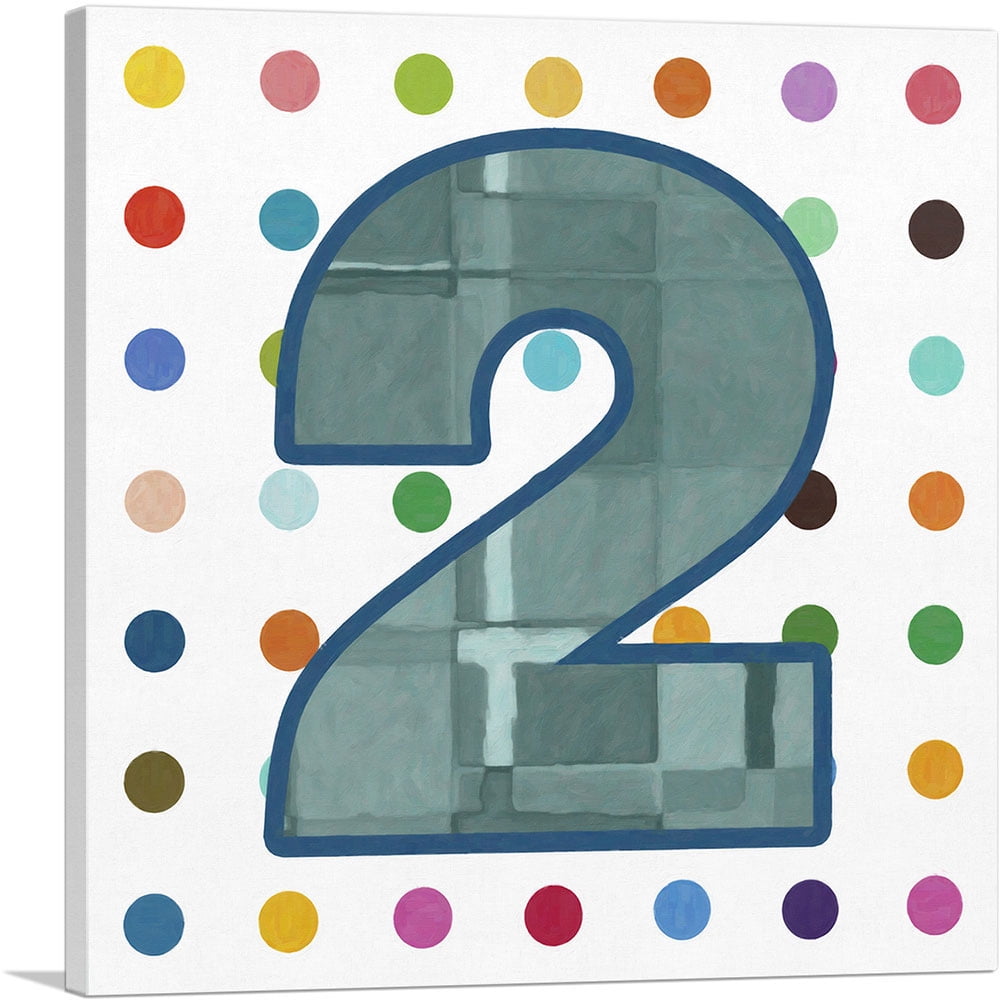 ARTCANVAS Fun Polka Dots Number 2 Two Numeral Canvas Art Print - Size ...