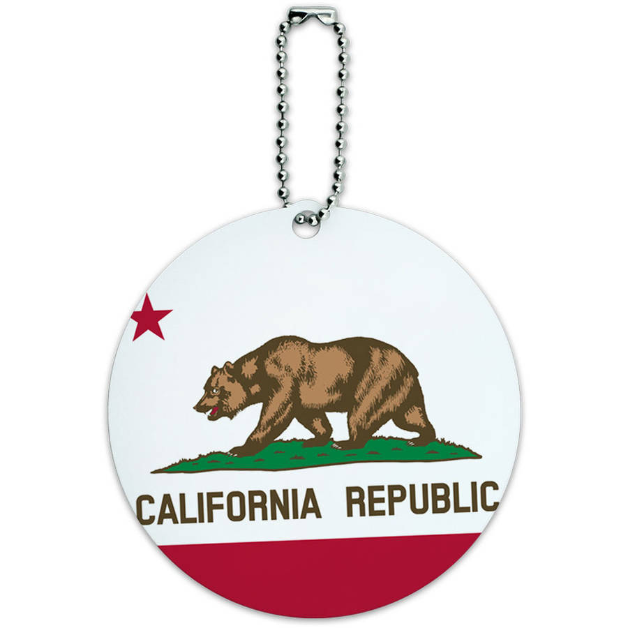 California Republic State Flag Round Luggage ID Tag Card for Suitcase ...