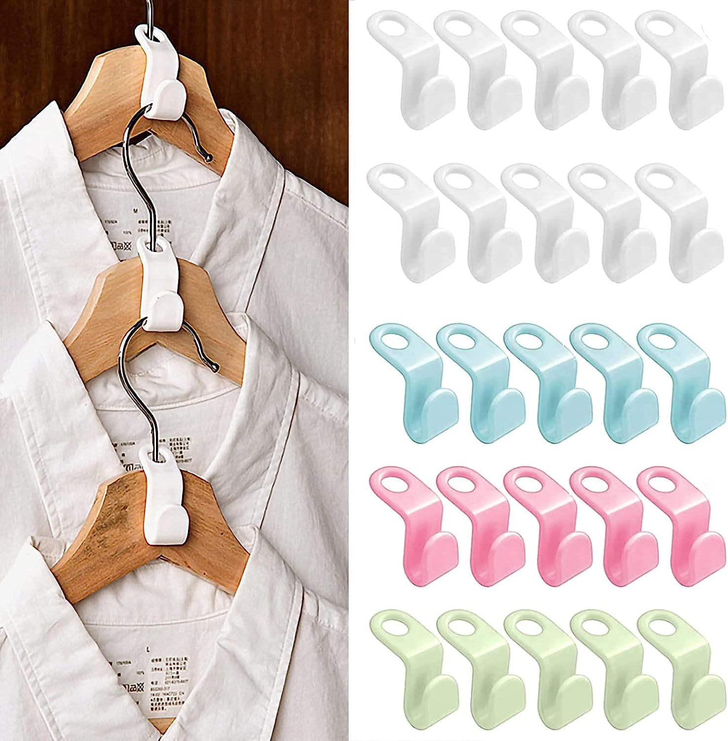 50 Pack Clothes Hanger Connector Hooks, Cascading Hangers Hook,Stacking ...