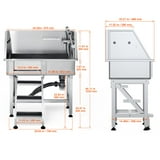 SKYSHALO 34" Dog Wash Station with Ramp, Durable Stainless Steel Pet ...