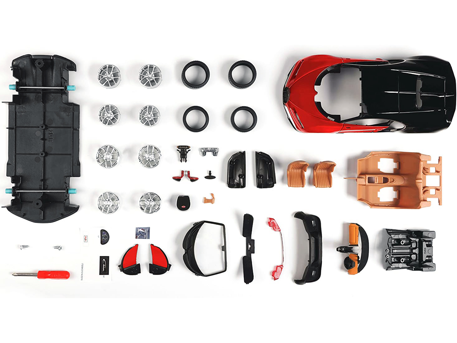 Buy Model Kit Bugatti Chiron Red and Black (Skill 2) Assembly Line 1/24 ...