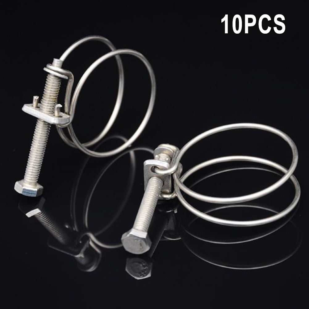 Goodhd 10PCS Double Wire Hose Clips - Stainless Steel, Pond Pipe Koi ...