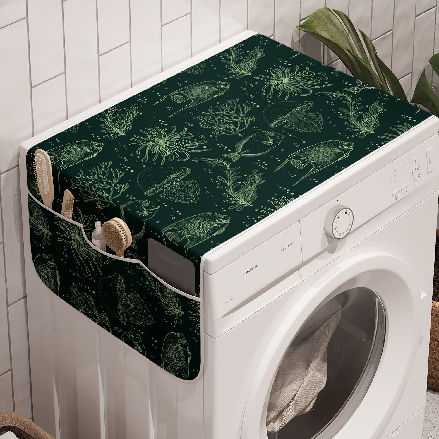 Nautical Washing Machine Organizer, Tropical Fish Underwater Plants ...