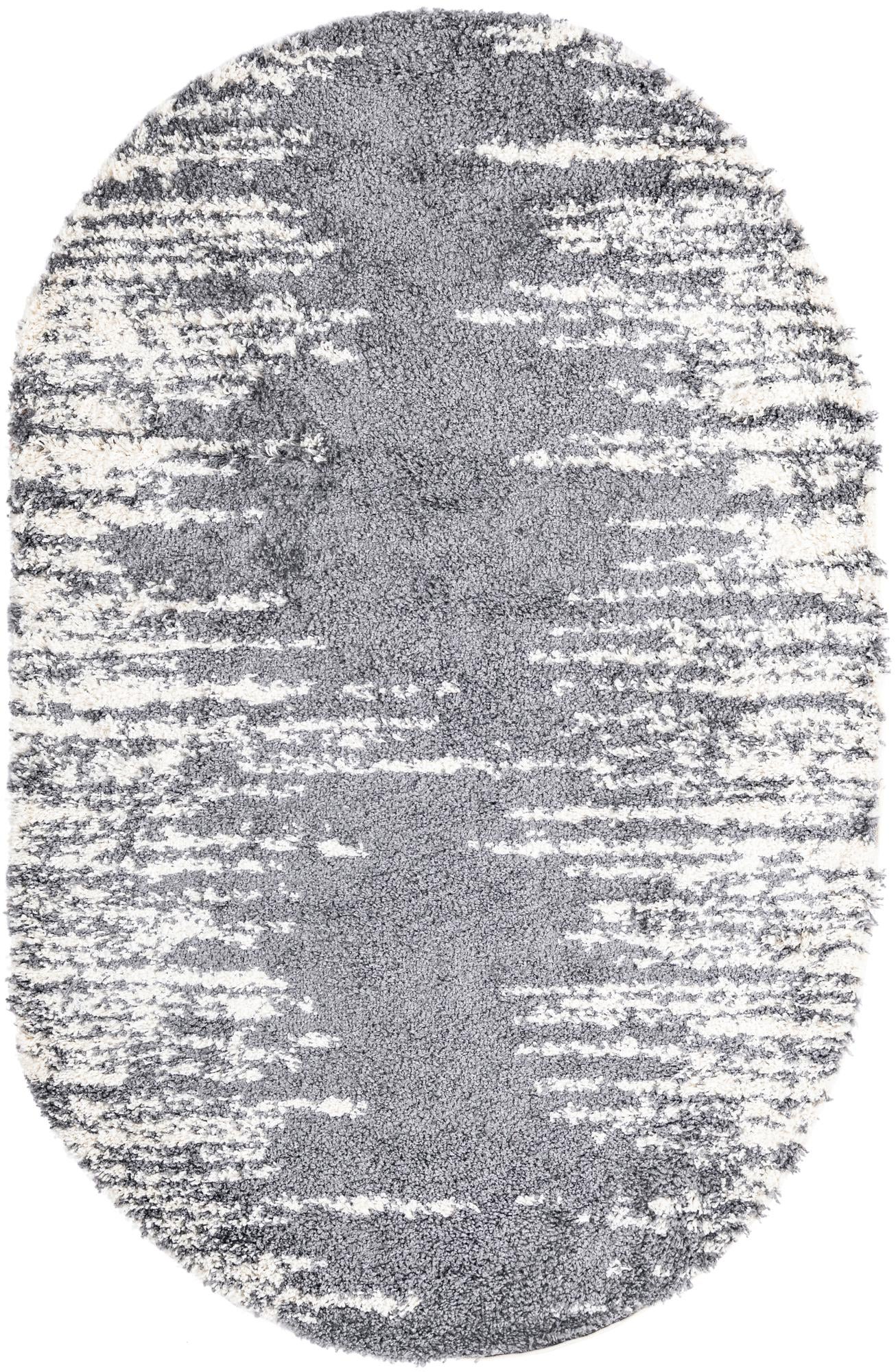 Rugs.com Serenity Shag Collection Rug – 5' x 8' Oval Gray Shag Rug ...