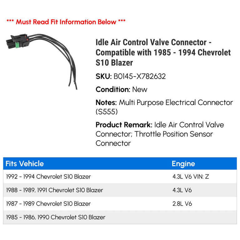 Chevy S10 Blazer Air Intake Control Valve IAC Idle Air Control Valve