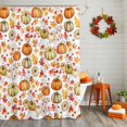 Bathroom Shower Curtain Cartoon Pumpkin Fallen Leaves Waterproof Shower ...