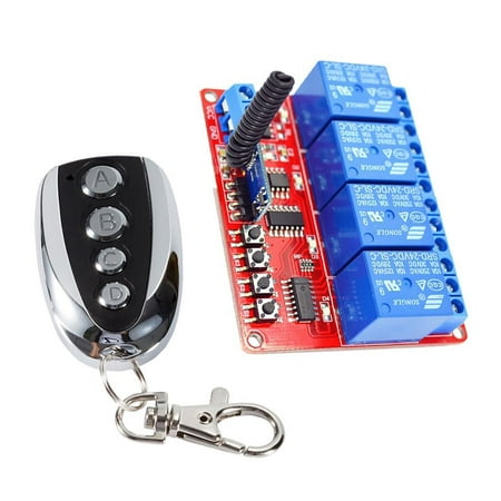 12V 4-Channel 433m 4-Button 30m Remote Control Switch With Relay Module ...