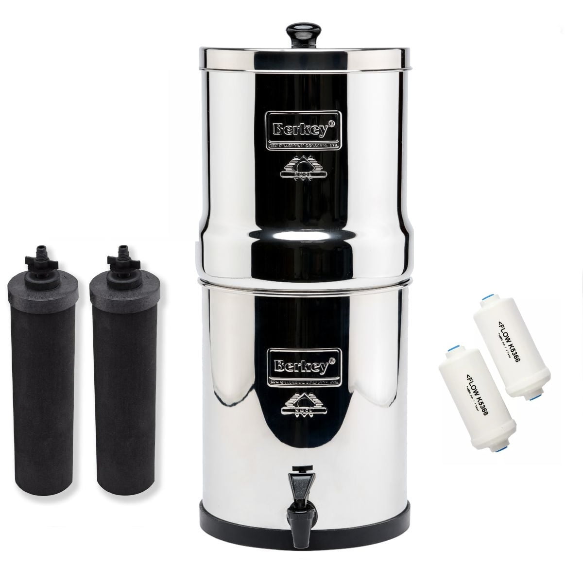 Berkey Royal Stainless Steel Gravity Water Filter System with 2 Black ...