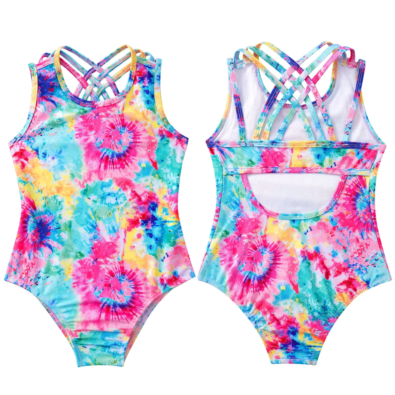 MSemis Kids Girls One Piece Criss Cross Leotard Bodysuit - Walmart.com
