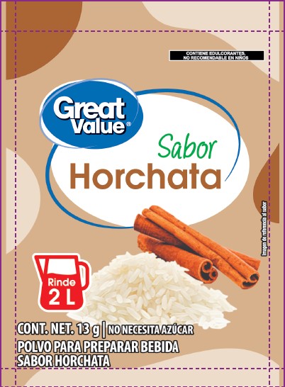 Polvo para preparar bebida Great Value sabor horchata 13 g | Bodega ...