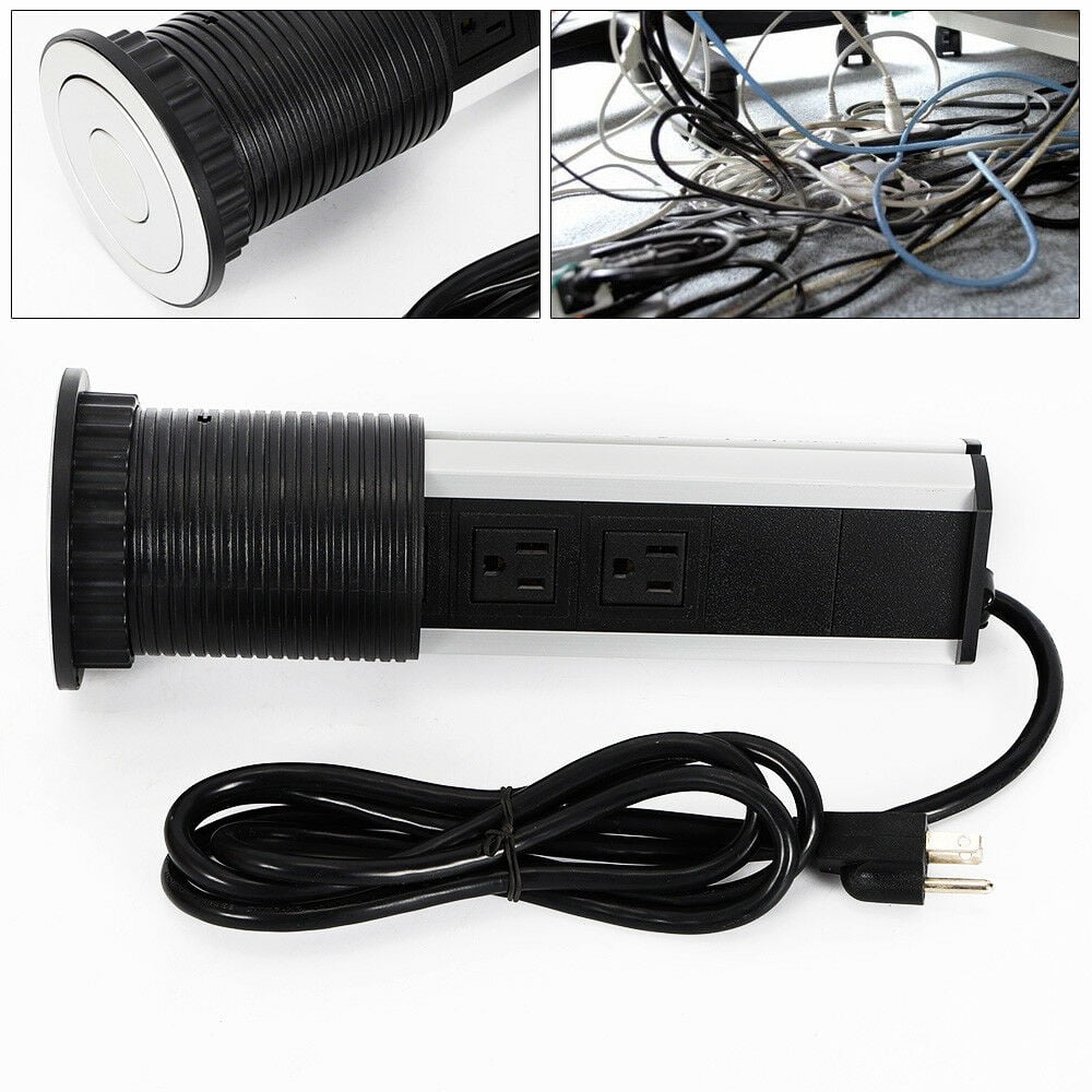 Miumaeov Pull Pop Up Power Outlet Kitchen Desk Plug Sockets 3 Plug 2 ...