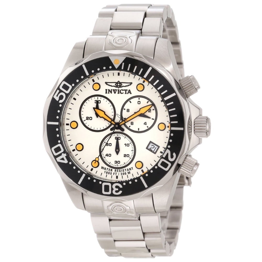 Invicta Men's 11493 Grand Diver Orange Accent White Dial Steel Bracelet ...