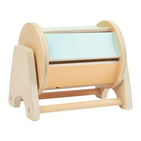 Jinveno Montessori Wooden Spinning Drum Educational Toys Rotating Color ...