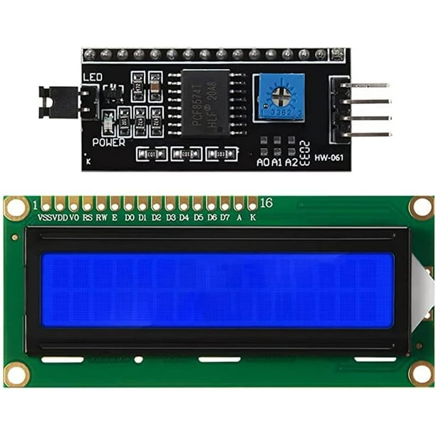 Treedix 1602 LCD Display Module Blue Backlight DC 5V with IIC I2C Interface Adapter Compatible ...