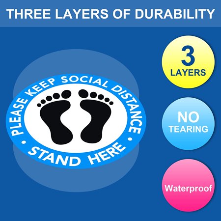 25 Pieces Social Distance Floor Decal Stickers 11.8 Inches Distance ...