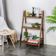 3-Tier Folding Wooden Ladder Shelving Flower and Plant Display Stand ...
