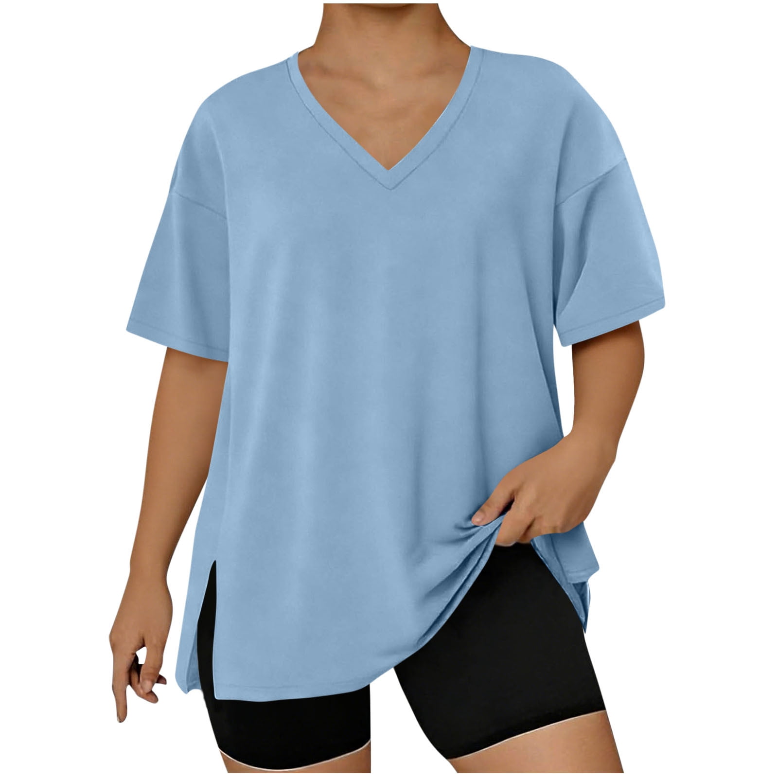 Click here for Tauxra Solid Color V Neck Tops For Women Plus Size... prices