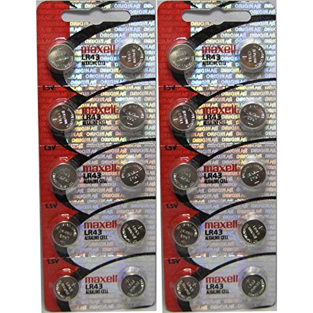 20 Maxell Lr43 AG12 186 Alkaline Batteries, New hologram packaging ...
