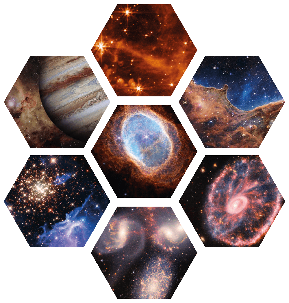 Adhesive 20" x 21" James Webb Space Telescope Honeycomb Mirrors Outer ...