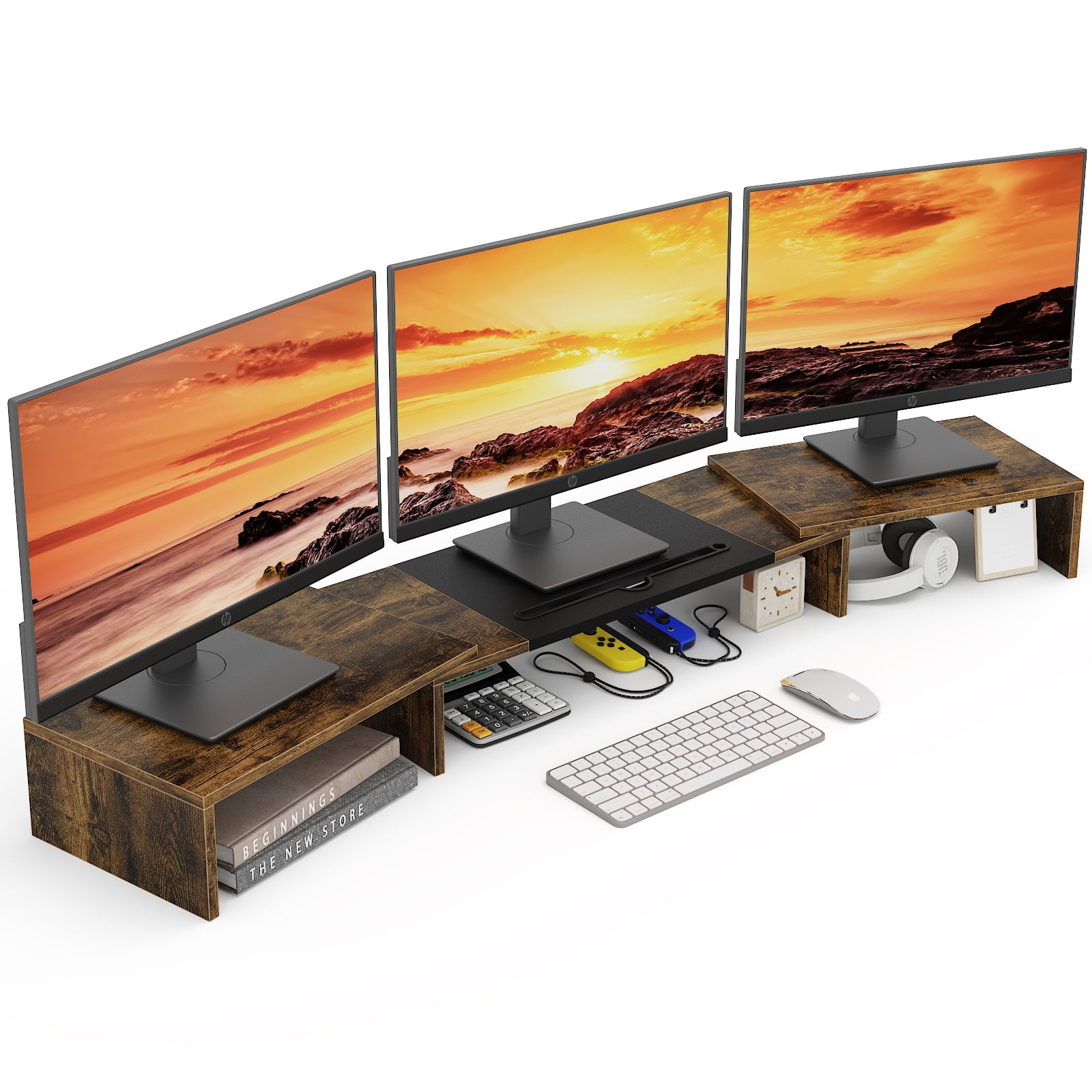 JAFUSI Dual Monitor Stand Riser, Monitor Stands for 2 Monitors,Length ...