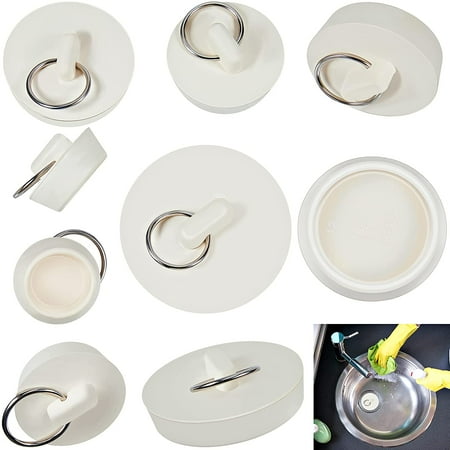9 Pieces Rubber Drain Stopper, Rubber Sink Plug with Pull Ring, Sink ...