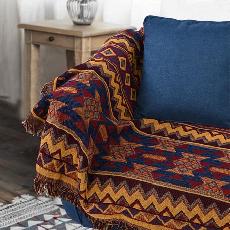 Sonew Double Sided Cotton Woven Couch Throw Blanket Carpet with ...
