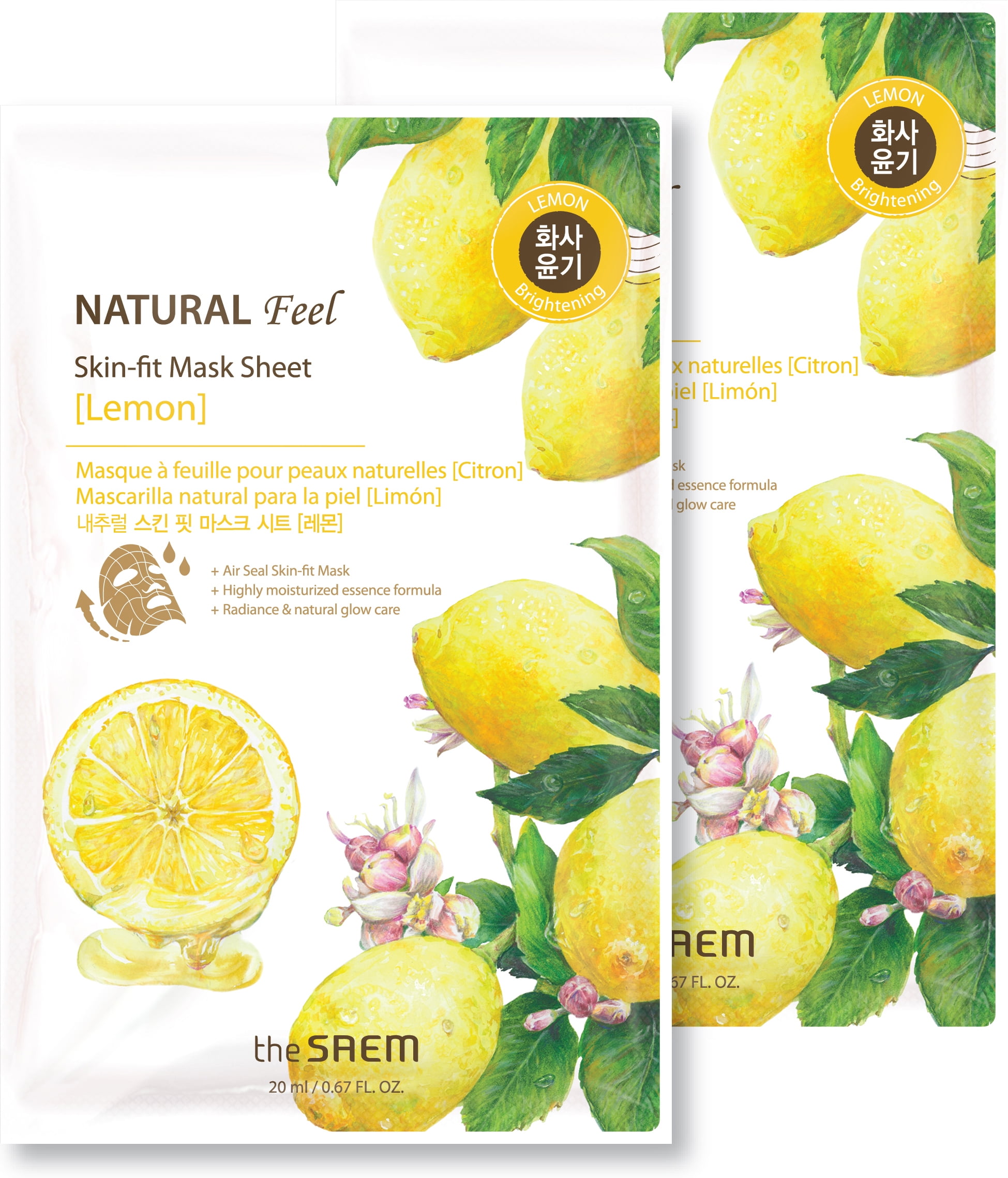 Natural Skin Fit Sheet Mask [Lemon], 2 Pack - Walmart.com